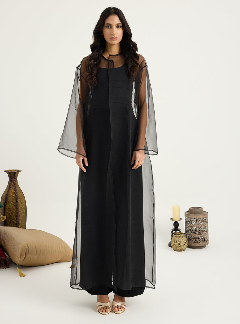 Two-Piece Double Layer Orange jaquarde Organze Abaya – Store WF