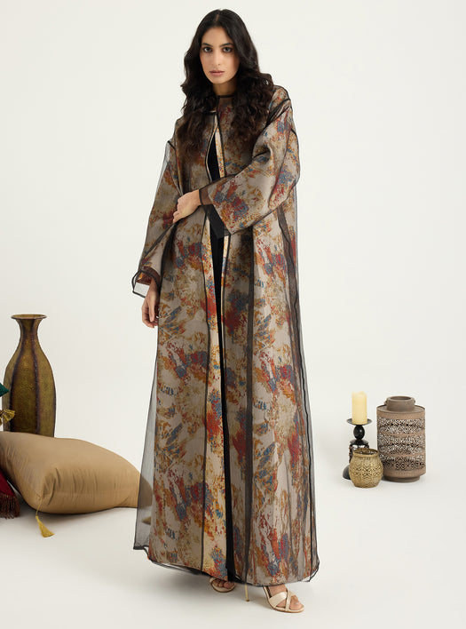 Two-Piece Double Layer Orange jaquarde Organze Abaya – Store WF