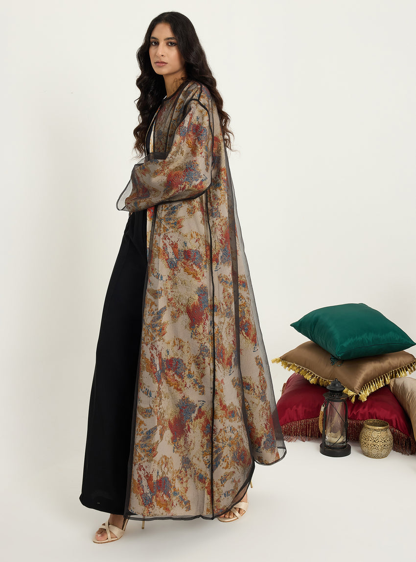 Two-Piece Double Layer Orange jaquarde Organze Abaya – Store WF