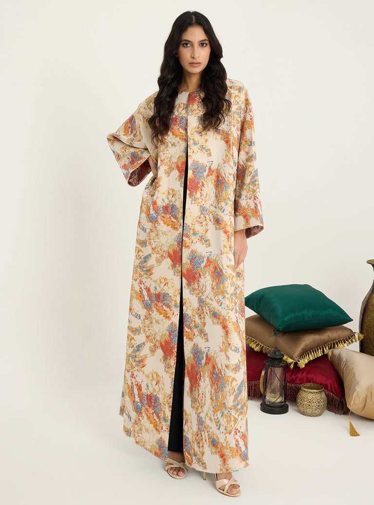 Two-Piece Double Layer Orange jaquarde Organze Abaya – Store WF