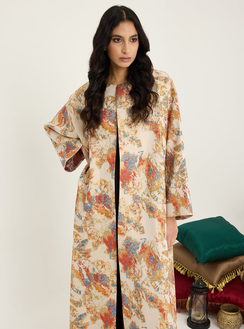 Two-Piece Double Layer Orange jaquarde Organze Abaya – Store WF