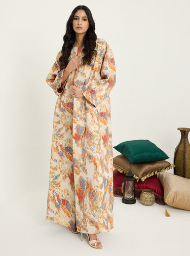 Two-Piece Double Layer Orange jaquarde Organze Abaya – Store WF