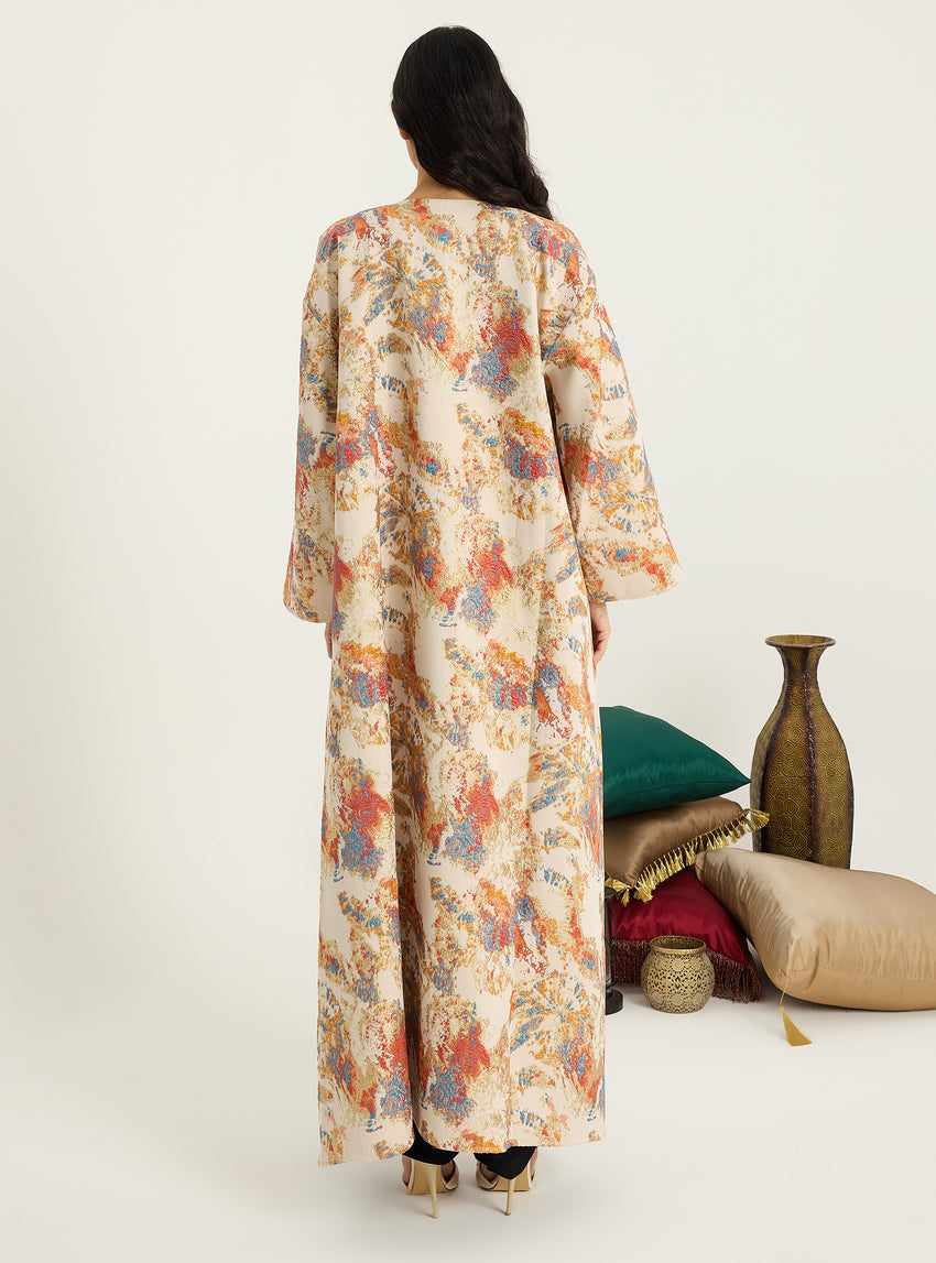 Two-Piece Double Layer Orange jaquarde Organze Abaya – Store WF